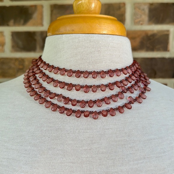 Jewelry | Purple Four Tier Necklace With Teardrop Beads | Poshmark